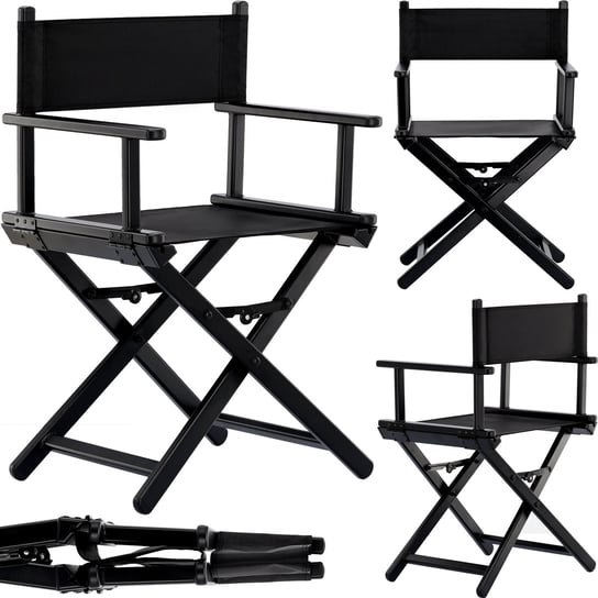 Krzesło fotel do make-up składane aluminium MAKE-UP-02-CICI-BLACK ...
