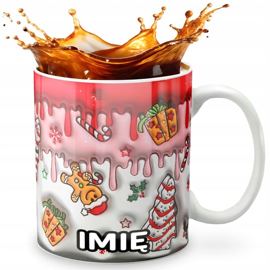 Kubek 330Ml Z Grafiką Prezent Na Święta Wzory - Piernik Choinka + Imię ...