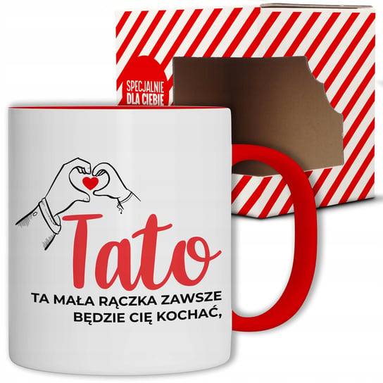 Kubek Biało-Czerwony Prezent dla Taty Dzień Ojca Tato TA MAŁA RĄCZKA ...