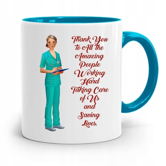 KUBEK BŁĘKITNY DLA PIELĘGNIARKI AMAZING NURSE z Nadrukiem ze Zdjęciem ...