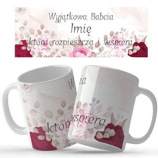 Kubek ceramiczny, dzień babci, DLA WYJĄTKOWEJ BABCI IMIĘ, 330 ml, StyleCouture, biały ...