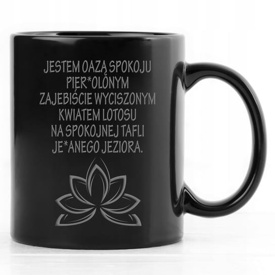 Kubek ceramiczny, JESTEM OAZĄ SPOKOJU, 325 ml, czarny - StyleCouture | Sklep EMPIK.COM