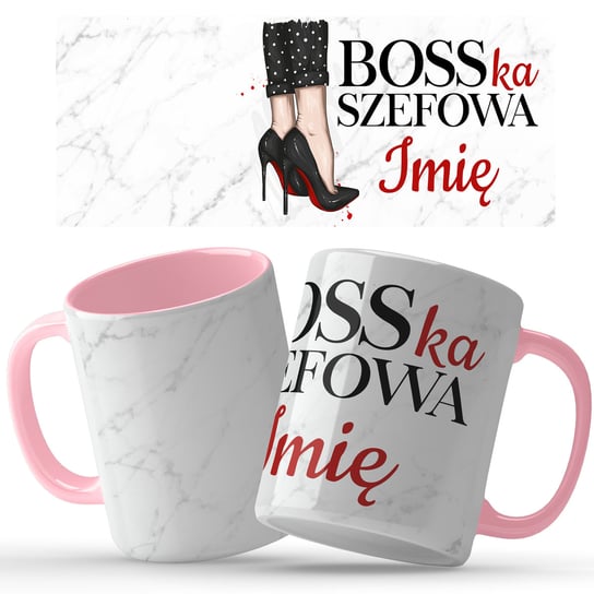 Kubek ceramiczny Różowy Na Prezent BOSKA SZEFOWA IMIĘ Wzory, 300 ml, StyleCouture - StyleCouture ...