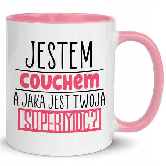 Kubek ceramiczny RÓŻOWY Prezent Dla COUCHA SUPERMOC WZORY, 300 ml ...