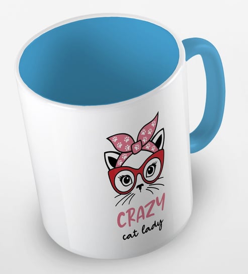 Kubek ceramiczny z zabawną grafiką crazy cat lady, różne kolory, 330 ml ...