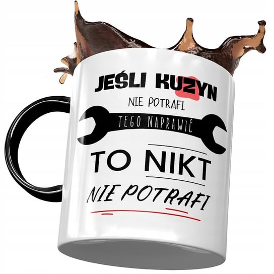 Kubek Czarny Dla Kuzyna na Urodziny na Prezent z Nadrukiem ze Zdjęciem - PoliDraw | Sklep EMPIK.COM