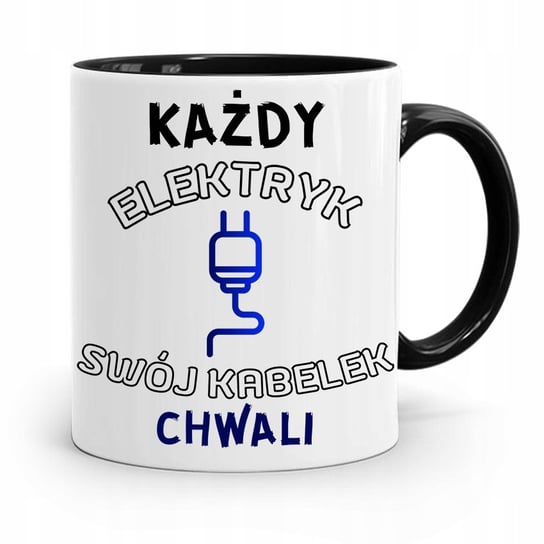 KUBEK CZARNY ELEKTRYKA KAŻDY SWÓJ KABEL CHWALI z Nadrukiem ze Zdjęciem - PoliDraw | Sklep EMPIK.COM