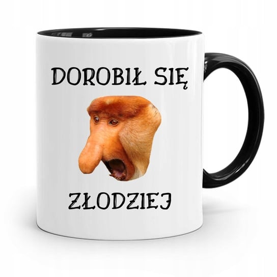 KUBEK CZARNY NOSACZ JANUSZ DOROBIŁ SIE ZŁODZIEJ z Nadrukiem ze Zdjęciem ...
