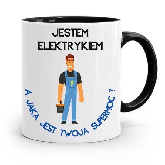 KUBEK CZARNY PREZENT ELEKTRYKA JESTEM ELEKTRYKIEM z Nadrukiem ze Zdjęciem - PoliDraw | Sklep ...