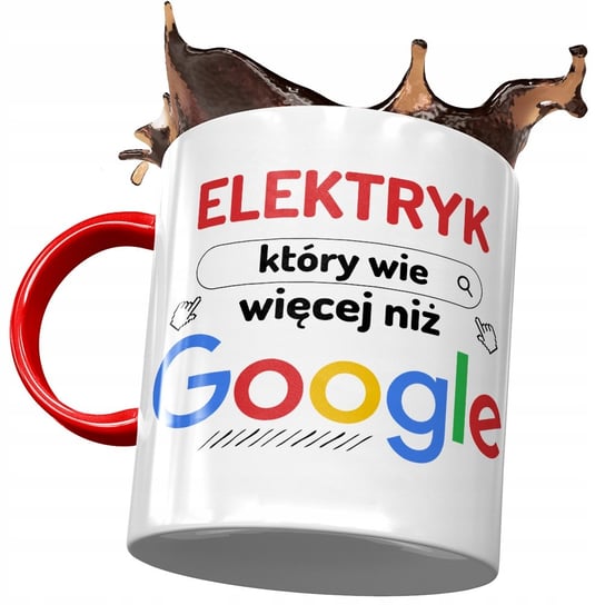 Kubek Czerwony Dla Elektryka Który Wie Więcej z Nadrukiem ze Zdjęciem + Opakowanie na prezent ...
