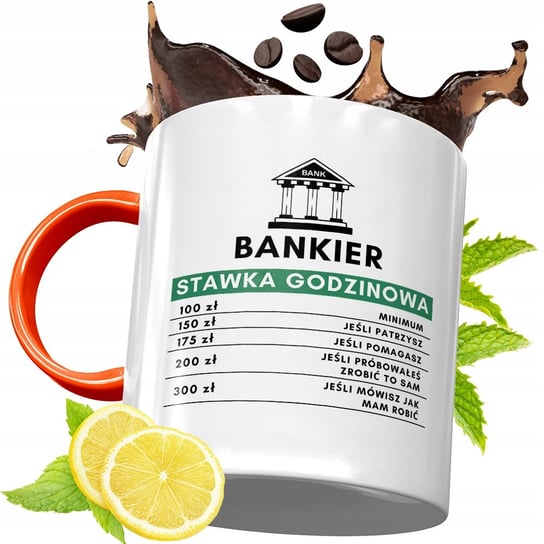 KUBEK POMARAŃCZOWY DLA BANKIERA PREZENT z Nadrukiem ze Zdjęciem ...