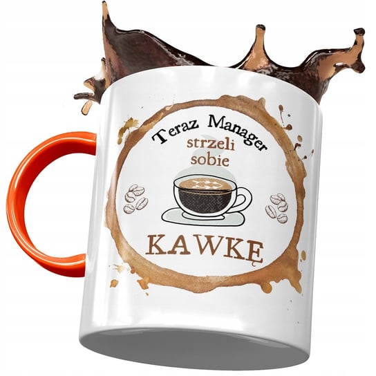 Kubek Pomarańczowy dla Managera Strzeli Kawkę z Nadrukiem ze Zdjęciem ...