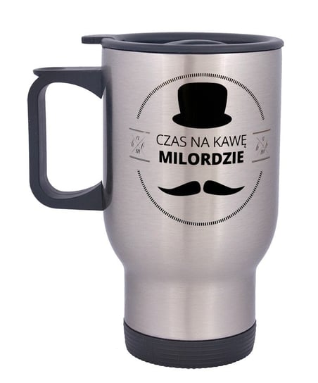 Kubek termiczny 321PREZENT Czas Na Kawę Milordzie, srebrny, 450 ml - 321Prezent | Sklep EMPIK.COM