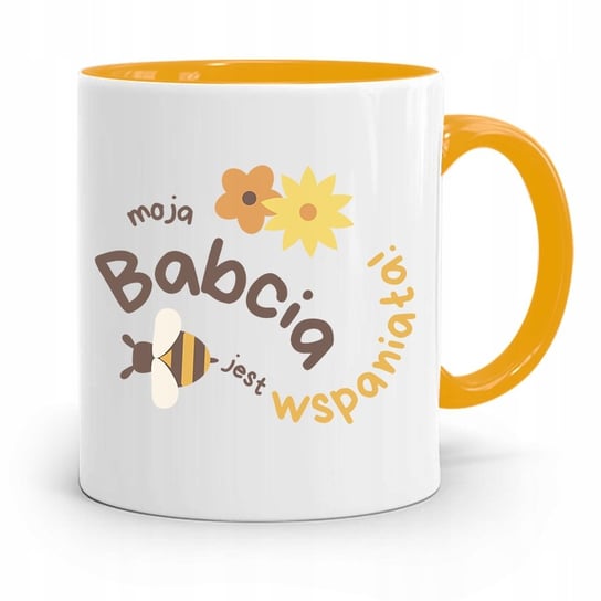KUBEK ŻÓŁTY DZIEŃ BABCI MOJA BABCIA JEST WSPANIAŁA z Nadrukiem ze ...