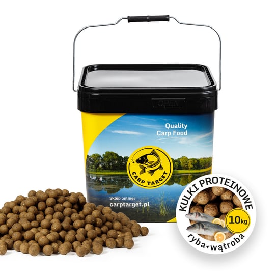 Kulki Proteinowe Ryba + Wątroba Zanętowe 20mm 10kg + Wiadro 17L - Carp ...