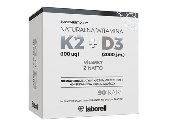 Laborell, Witamina K2 100 uq + D3, Laventi, Suplement diety, 90 kaps ...
