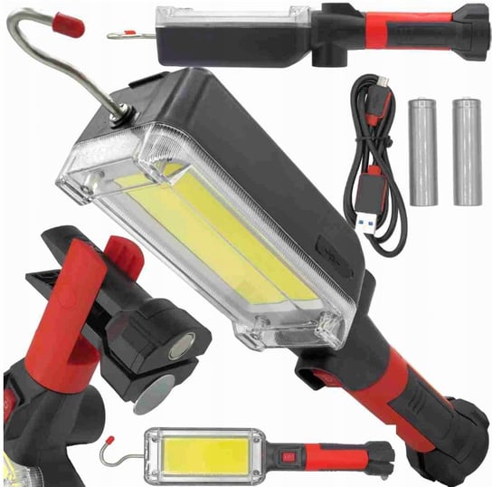 LAMPA LATARKA WARSZTATOWA LED COB Z MAGNESEM AKUMULATOR USB 700lm HAK ...