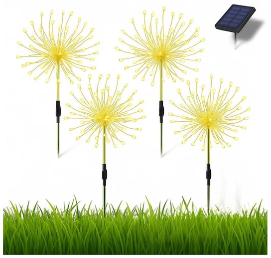 Lampa Solarna Ogrodowa ASATO® - Dmuchawiec 4szt - 120 LED Ciepłe Światło - Wbijana IP65 - ASATO ...