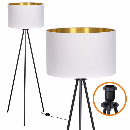Lampa stojąca Trigni Czarna - Skandynawski design 136 cm biało złoty ...
