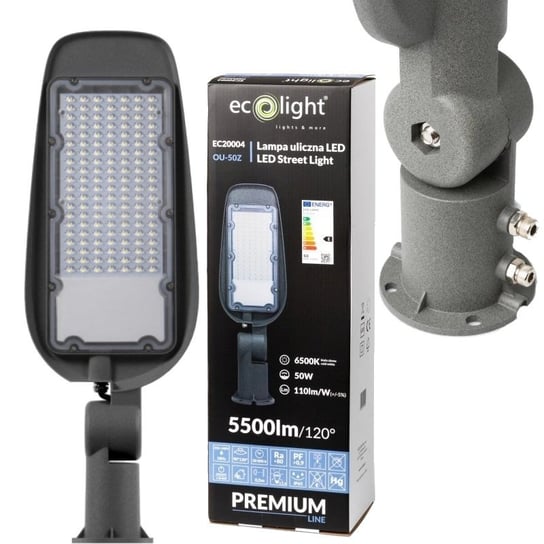 Lampa Uliczna LED Regulowana 50W 6500K Biała Zimna - Ecolight | Sklep EMPIK.COM