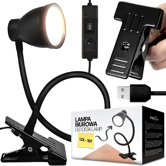 LAMPKA Biurkowa ELASTYCZNA LED Na Biurko DO CZYTANIA sypialni KLIPS ...