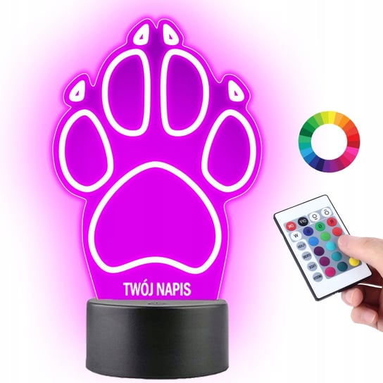 Lampka na Biurko Statuetka Led Łapka Psa Piesek Ślady Pupil Grawer ...
