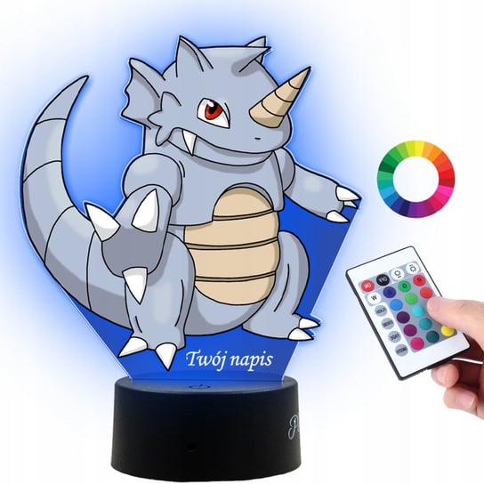 Lampka Na Biurko Statuetka Led z Nadrukiem UV Pokemon Rhydon na Prezent ...
