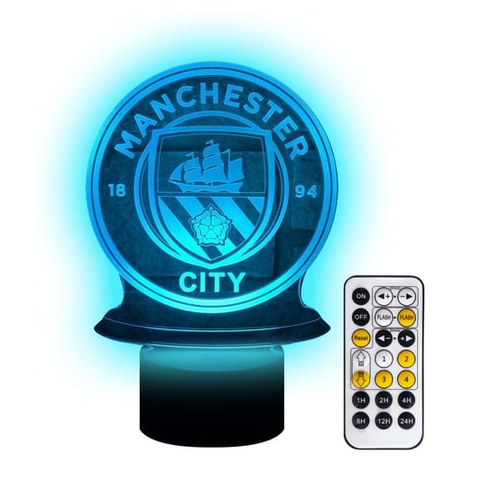 Lampka nocna 3D LED Piłka Nożna MANCHESTER CITY kabel USB + PILOT ...