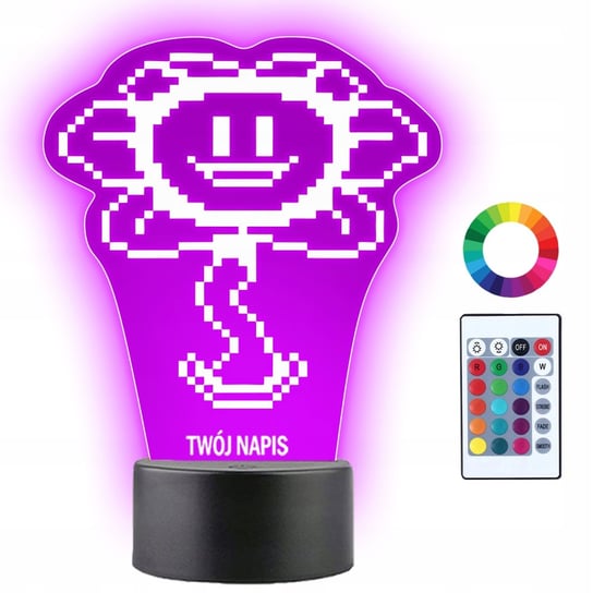 Lampka Nocna LED 3D Undertale Flowey Prezent Twój Napis Imię Grawer ...