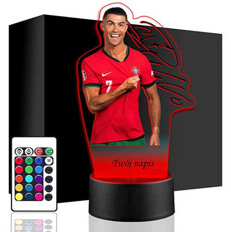 LAMPKA NOCNA LED Cristiano Ronaldo 3D + PILOT prezent dziecka URODZINY ...