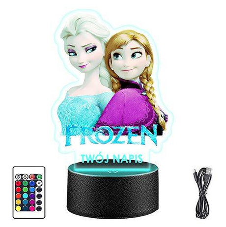 LAMPKA NOCNA LED FROZEN ANNA I ELSA 3D + PILOT prezent URODZINY ...