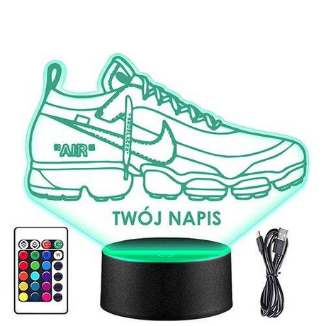LAMPKA NOCNA LED NIKE AIR BUTY 3D + PILOT prezent URODZINY statuetka ...