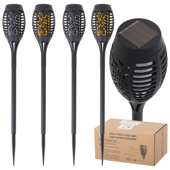 LAMPKI SOLARNE pochodnie ogrodowe dekoracyjne 12LED 4 sztuki - ikonka ...