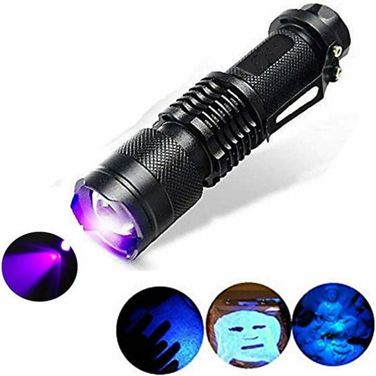 Latarka UV 300LM z funkcją zoomu, tryb ultrafioletowy 395 nm, do ...