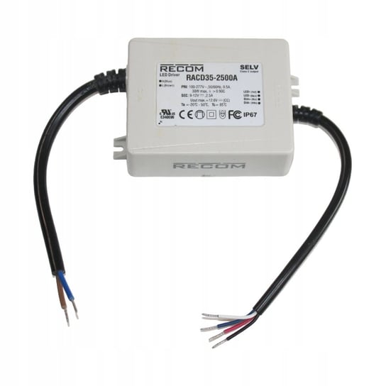 Led driver sterownik 9-12V 2.5A 30W max RECOM RACD35-2500A - Recom | Sklep EMPIK.COM