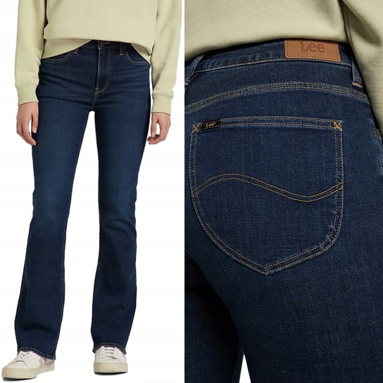 Lee BREESE BOOT BOOTCUT Dark Daisy WYŻSZY STAN ROZSZERZANE CIEMNE W28 ...