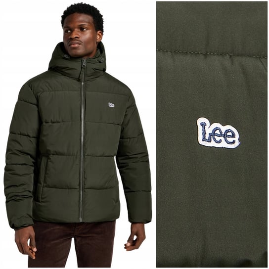 Lee PUFFER JACKET Olive Night ocieplana kurtka puchowa z kapturem M ...