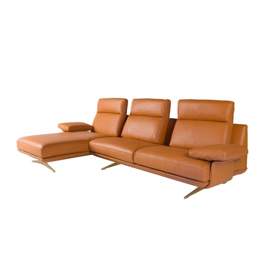 Left Chaise Longue Sofa In Terracotta Brown Leather 6226 Angel Cerda ...