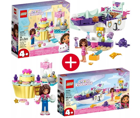 LEGO ZESTAW 10785 Pieczenie tortu z Łakotkiem + 10786 Statek spa Gabi i ...