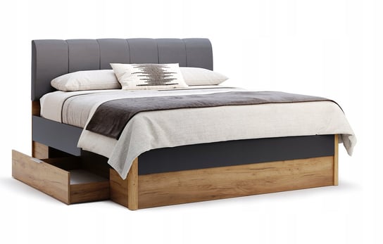 Łóżko Matle 160 cm z szufladami dąb/szary - Intesi | Sklep EMPIK.COM