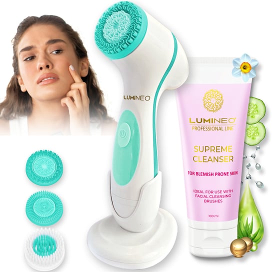 Lumineo, Szczoteczka Do Twarzy Lumineo Turkusowa + Żel Oczyszczający Do Skóry Trądzikowej ...