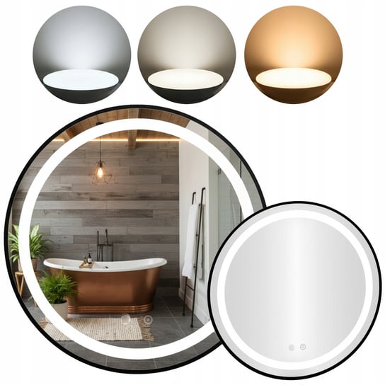 Lustro LED Okrągłe 80cm Włącznik Dotykowy Podświetlane 3 Barwy ...