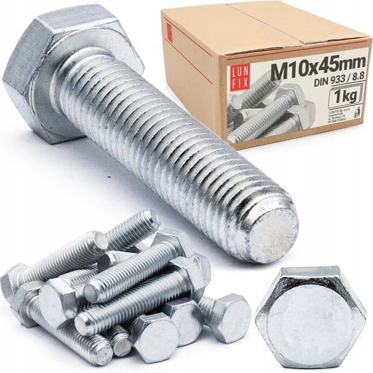 M10x45 Śruba sześciokątna łeb 6-kątny DIN 933 ocynk na klucz kl. 8.8 1 ...