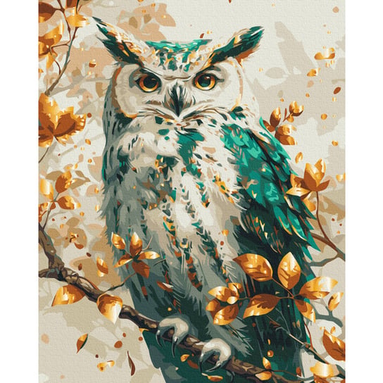 MALOWANIE PO NUMERACH, BRUSHME, 40X50CM, GOLD, SZMARAGDOWA SOWA, 1SZT ...