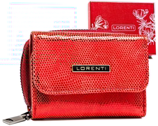 Mały błyszczący portfel damski portmonetka ze skóry naturalnej z ...