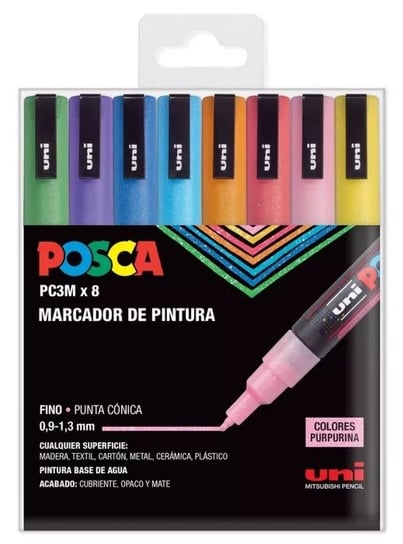 Markety Posca Sparkling Color PC-3ML, 8 kolorów - POSCA | Sklep EMPIK.COM