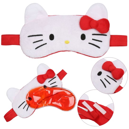 Maska na Oczy Hello Kitty z WKŁADEM CHŁODZĄCYM, Żelowa Opaska PODRÓŻNA ...