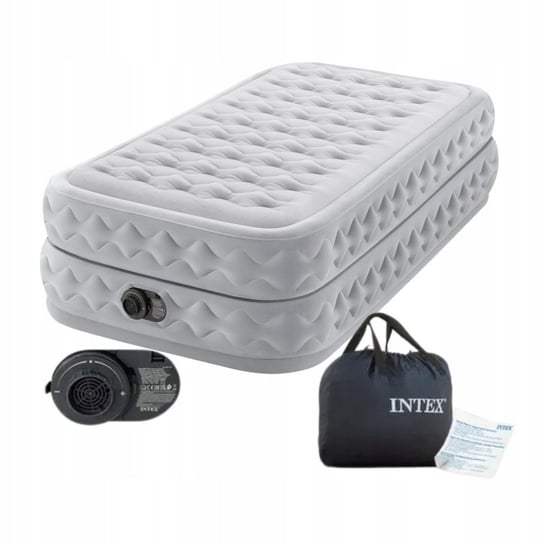 Materac premium dmuchany INTEX 64488 łóżko wbudowana pompka szary ...