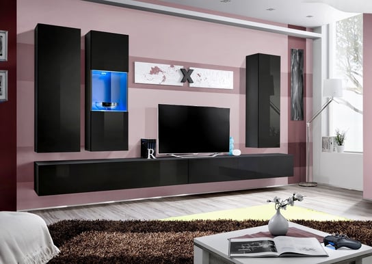 Meblościanka ASM Air E5 ZZ, czarny front, 170x320x40 cm - ASM | Sklep EMPIK.COM