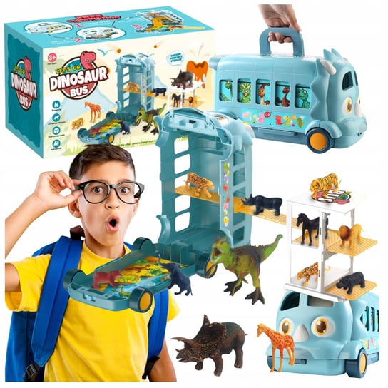 Mega Zestaw Bus Dinozaurów Figurki Zwierzątka Dinozaury Mini Dino ...
